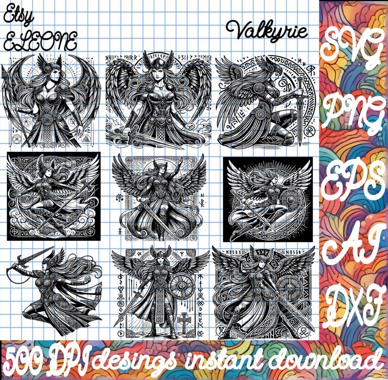 Valkyrie Vector Art – SVG, Png, DXF, Ai, EPS Cutting Files for Laser ...