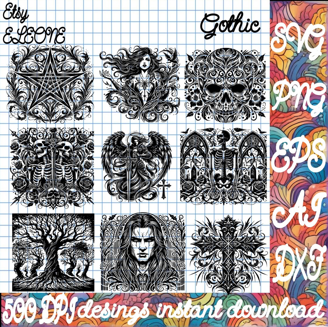 Gothic Vector Design for Laser Cutting & Engraving | SVG, Png, DXF, Ai ...