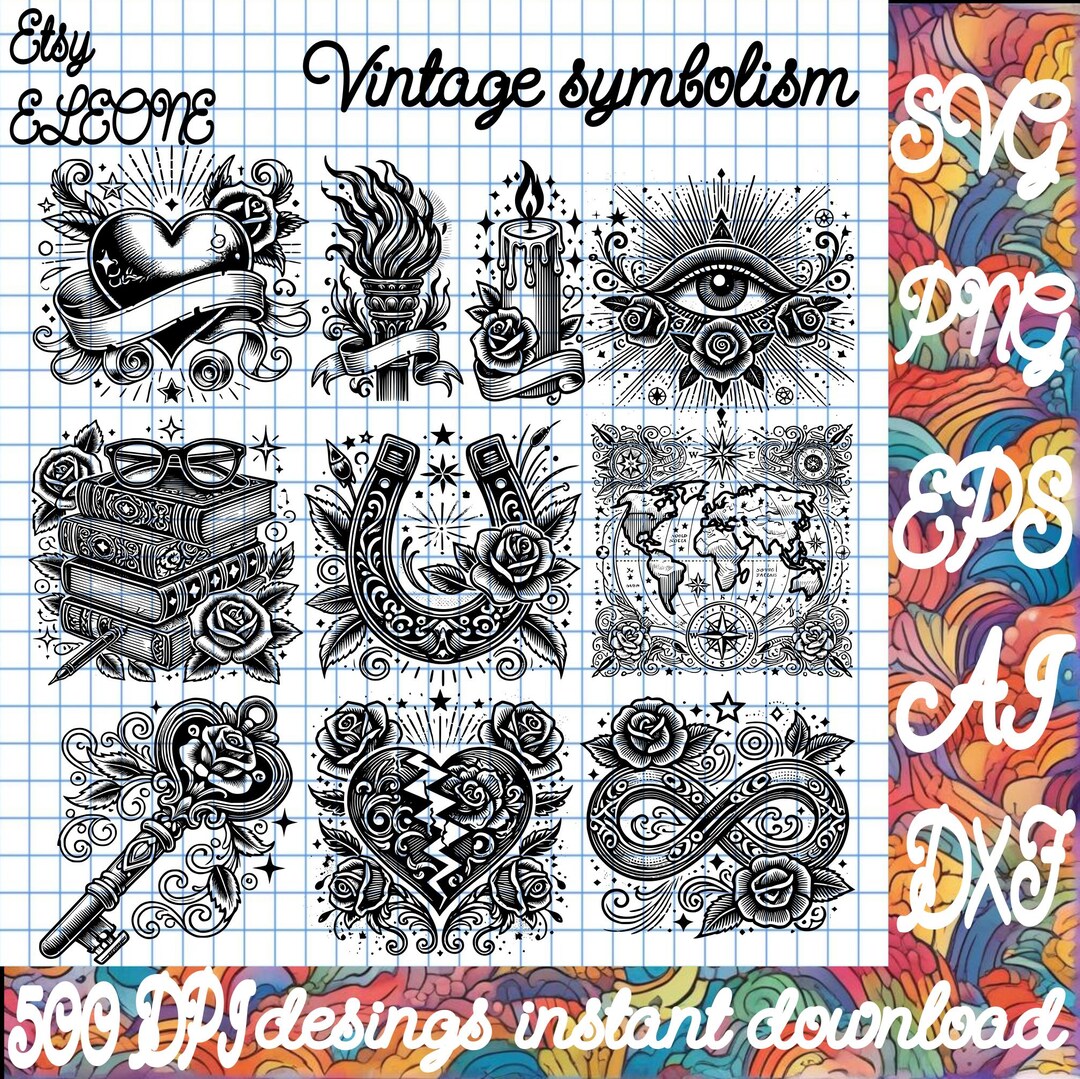 Vintage Symbolism Cutting Files – SVG, Png, DXF, Ai, Eps – Laser ...