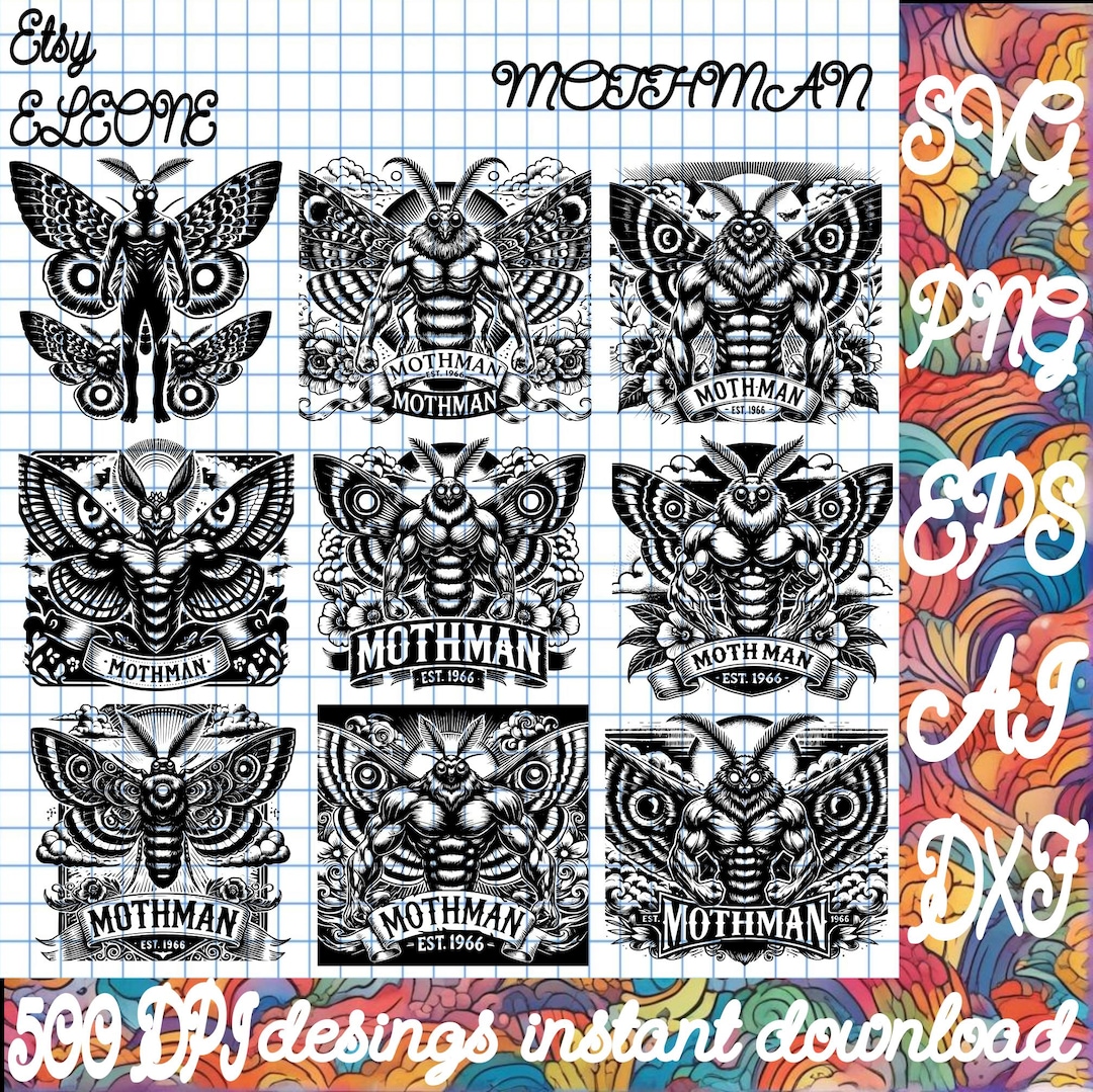 Mothman SVG Design for Laser Cutting, Cricut & Silhouette – Svg, PNG ...