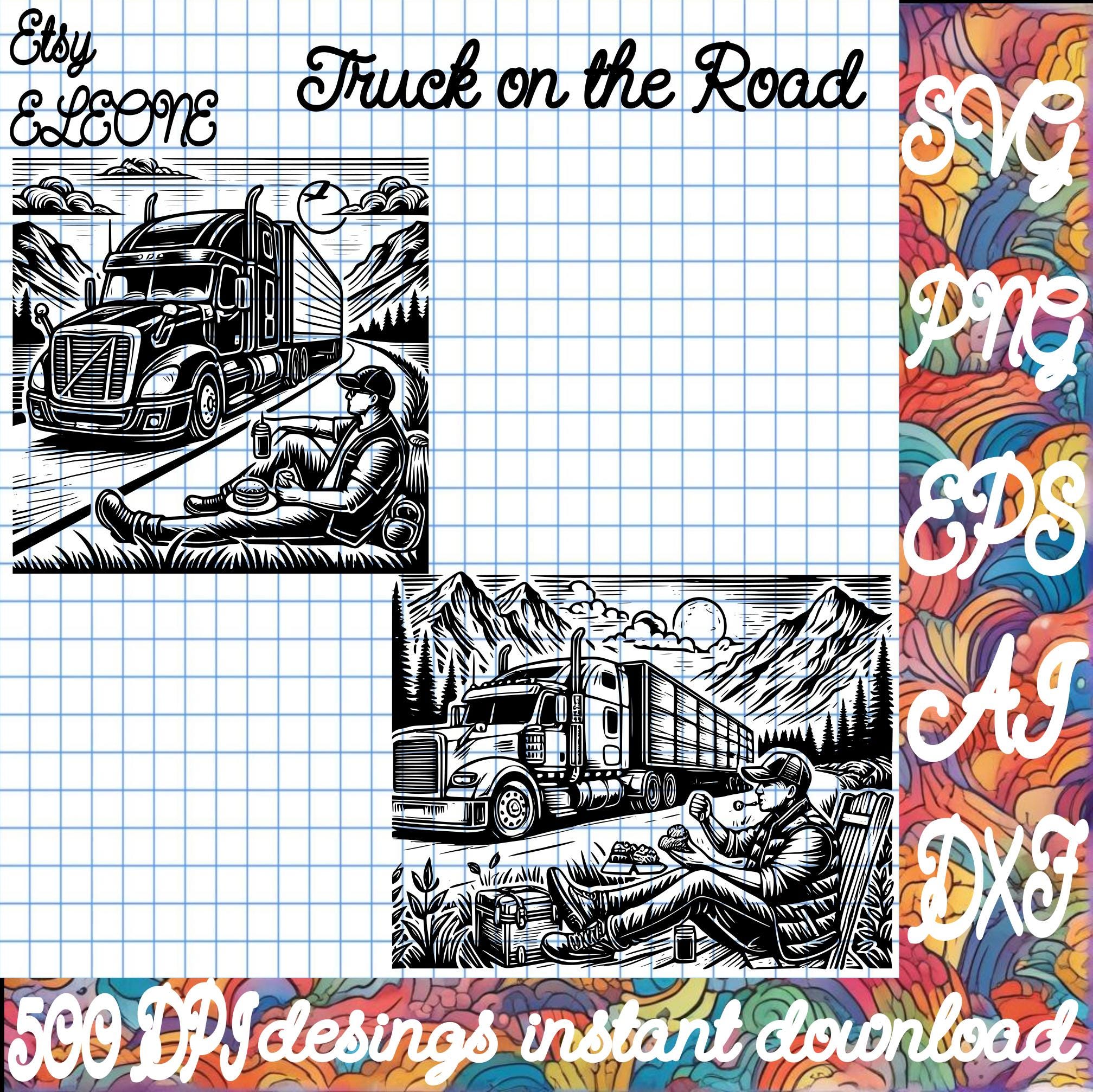 Life on the Road SVG Cutting File Truck Driver Scene With Nature ...