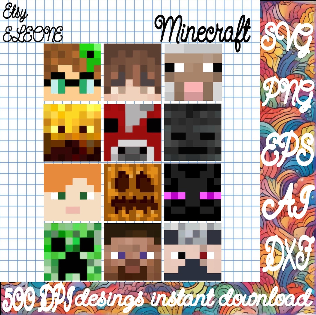 Minecraft SVG Bundle Pixel Art Svg for Laser Cutting Crafting Files for ...