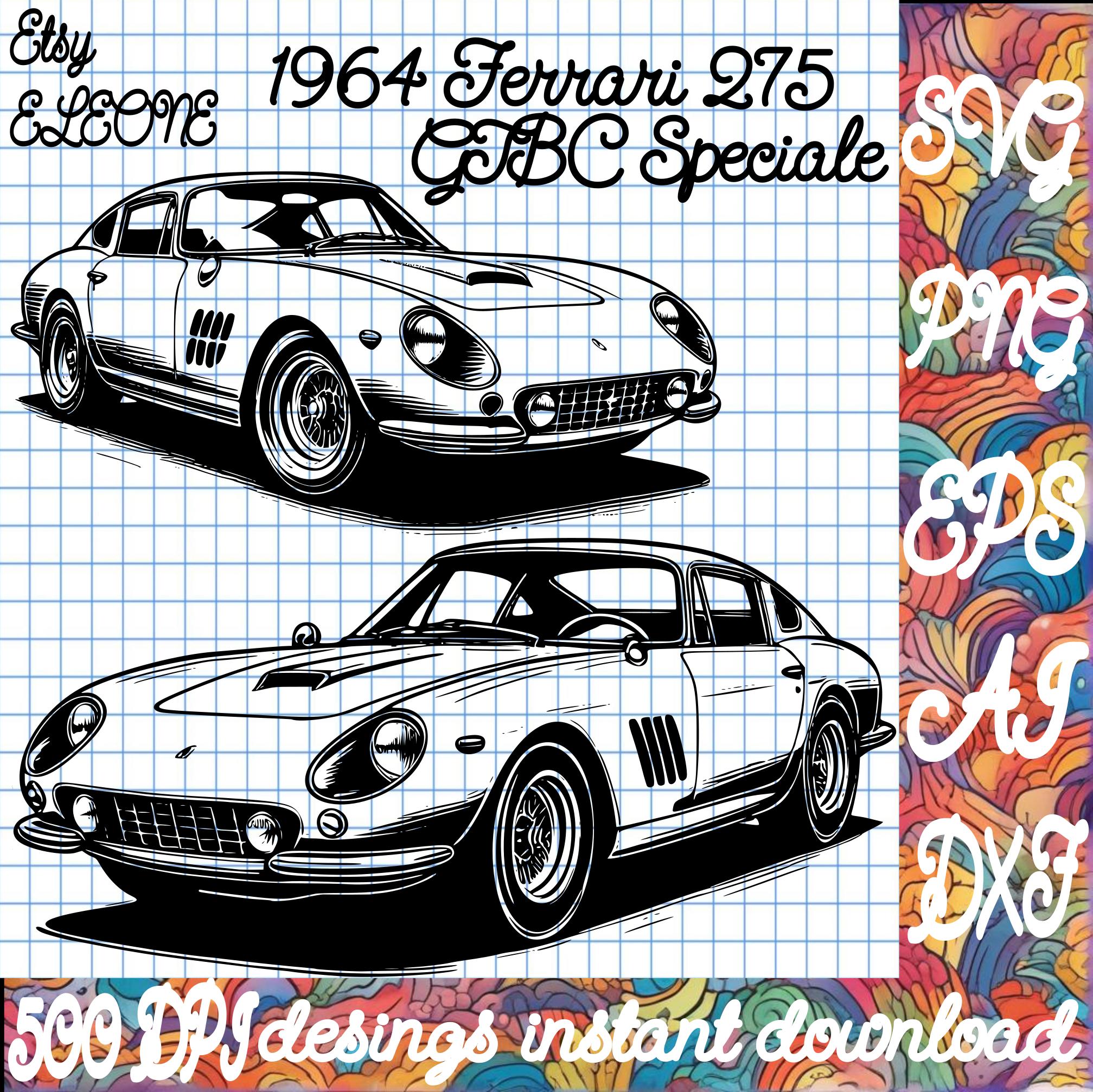 1964 Ferrari 275 GTBC Speciale Vector Svg, Png, Dxf, AI, EPS Cutting ...
