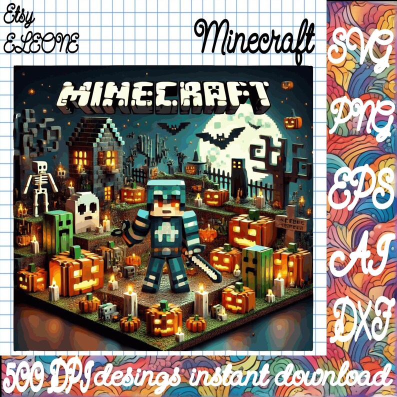 Minecraft SVG Bundle Pixel Art Svg for Laser Cutting Crafting Files for ...