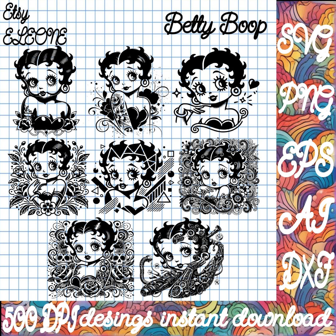 Betty Boop Tattoo Art Style SVG | Retro Tattoo-inspired Betty With ...