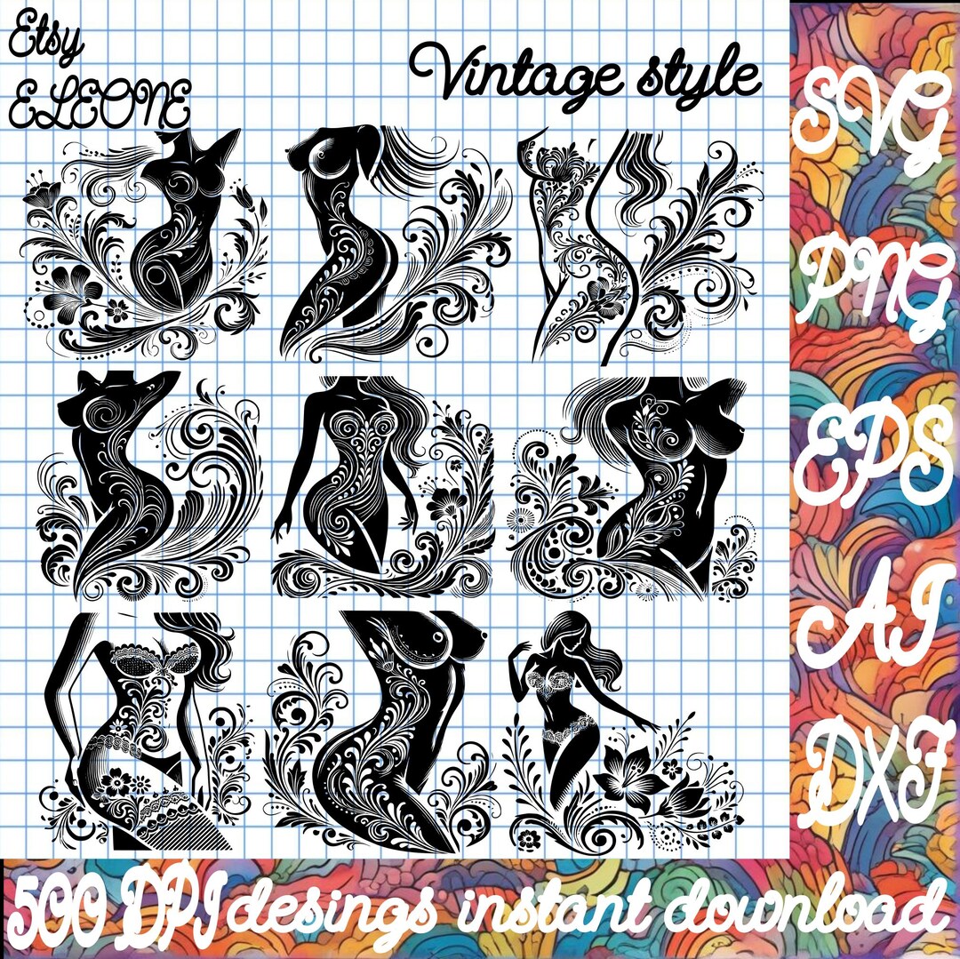 Sexy Vintage Pin-up Girl Tattoo SVG Png Dxf AI EPS | Cutting Files for ...