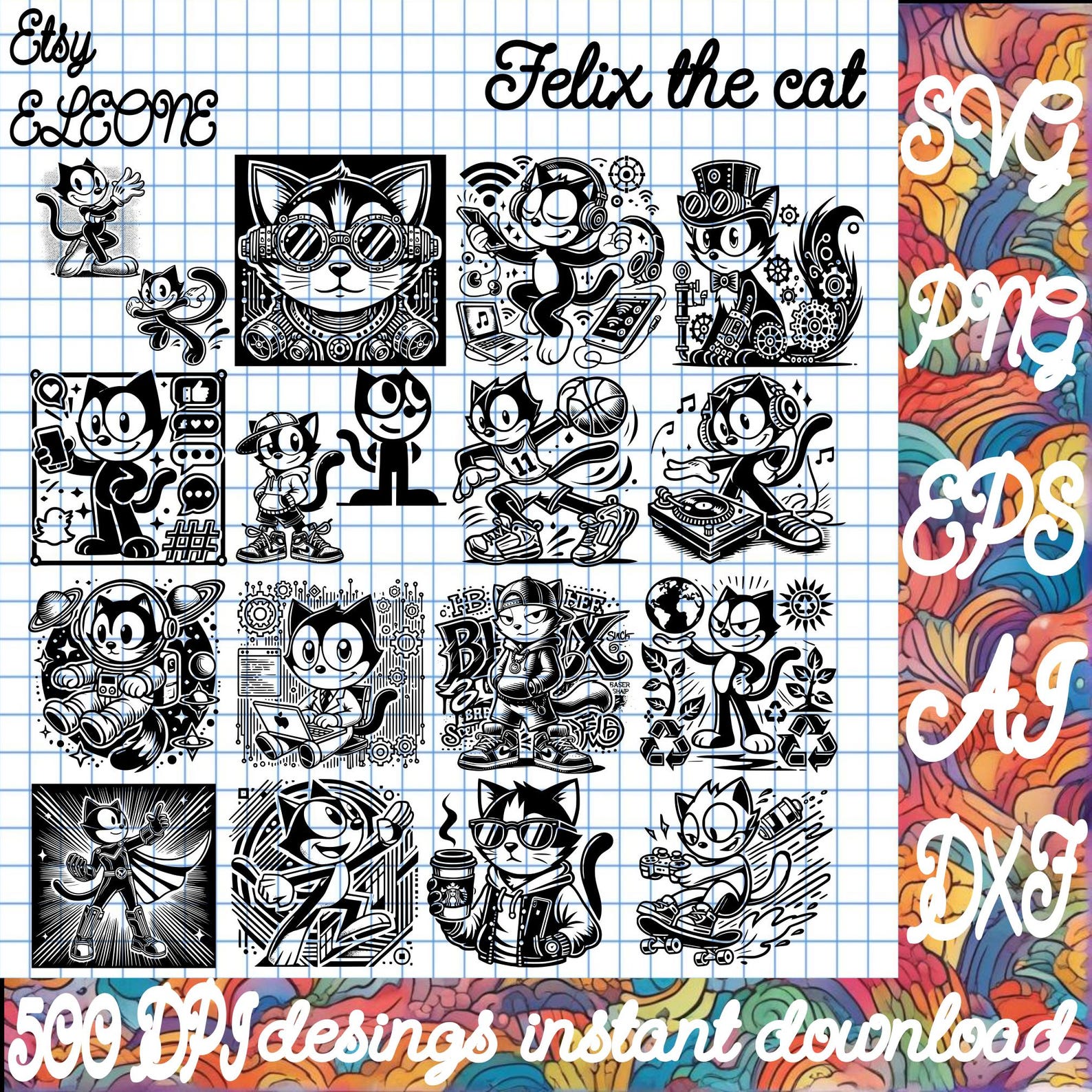 Felix the Cat Svg Png DXF AI EPS | Cutting File for Cricut and ...