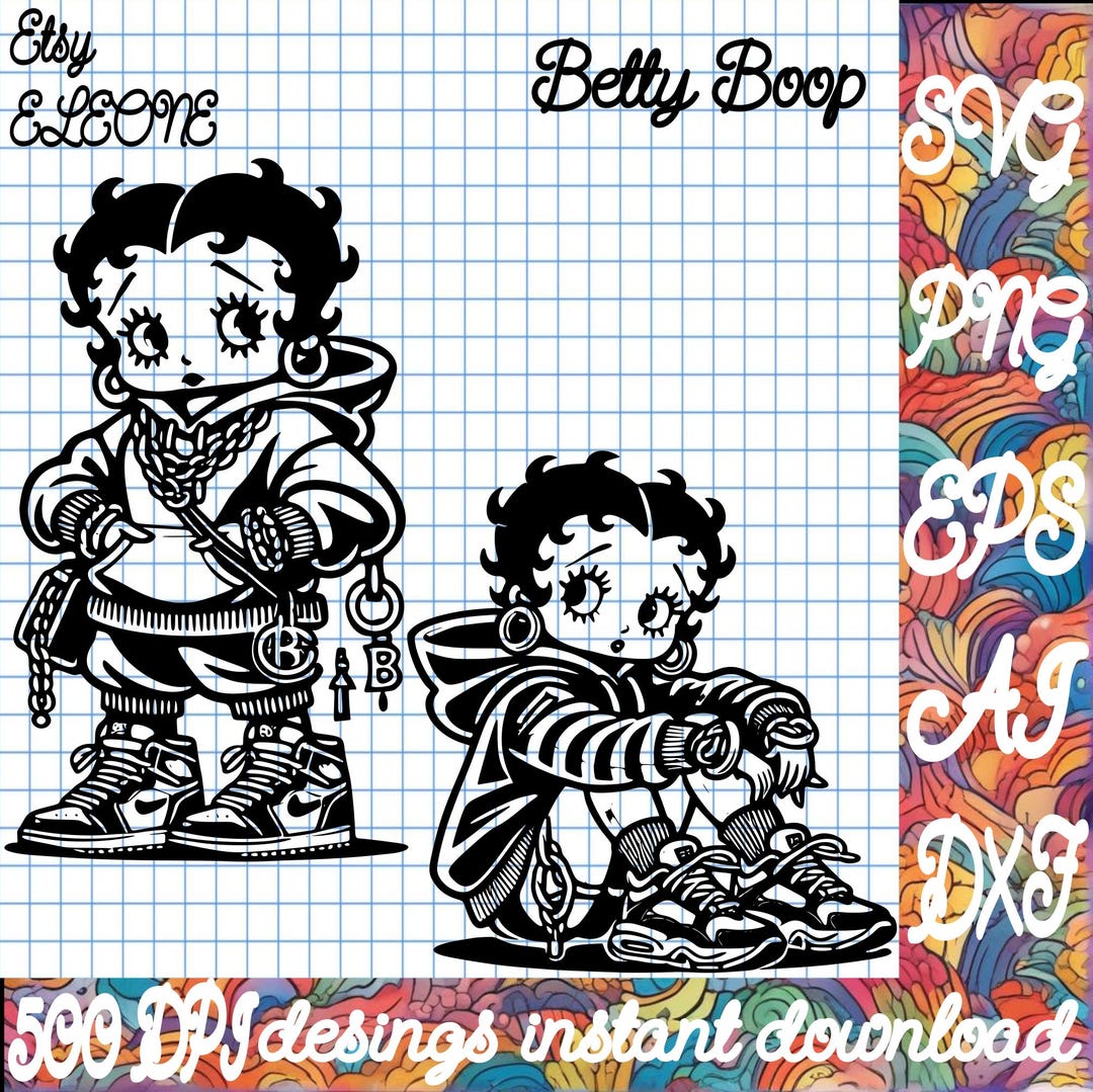 Betty Boop in Streetwear SVG | Trendy Hoodie & Sneaker Betty Cut File ...