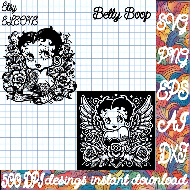 Betty Boop Tattoo Art Style SVG | Retro Tattoo-inspired Betty With ...