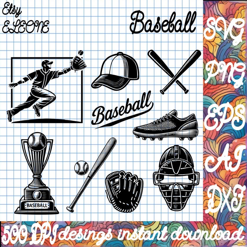 Baseball SVG Cutting File Svg Dxf AI EPS Laser Cutting and Engraving ...