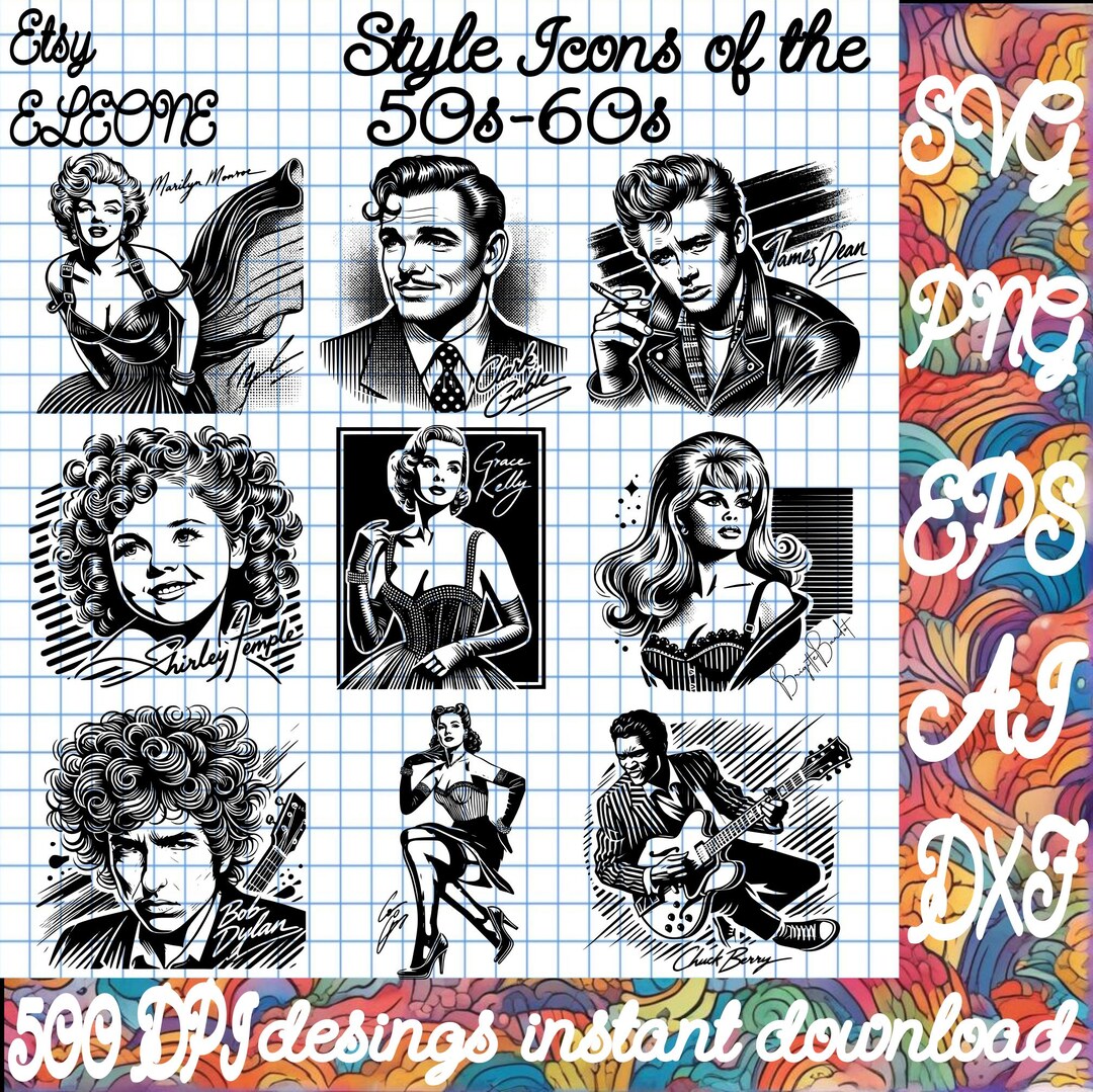 Style Icons of the 50s-60s – High-quality Vector Images for Cutting ...