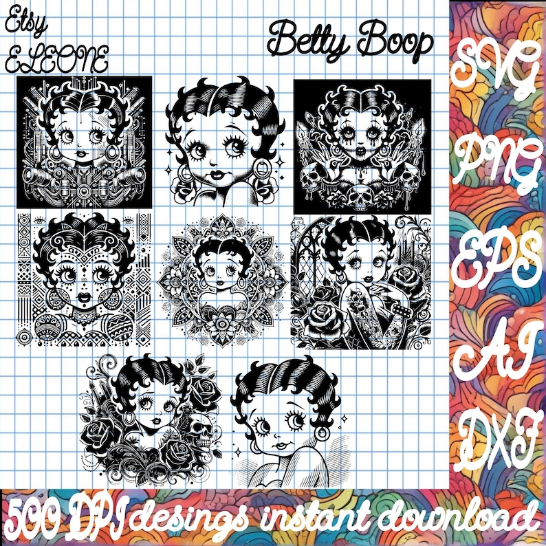Betty Boop Tattoo Art Style SVG | Retro Tattoo-inspired Betty With ...