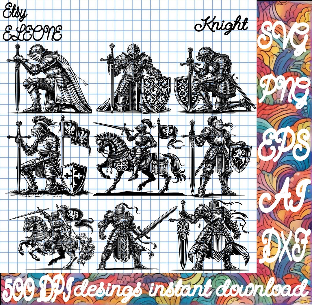 Kneeling Knight Vector Design for Laser Cutting, Cricut & Silhouette ...