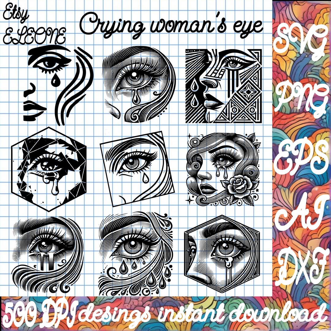 Crying Woman's Eye Vector Design – SVG, Png, DXF, Ai, Eps – Laser ...