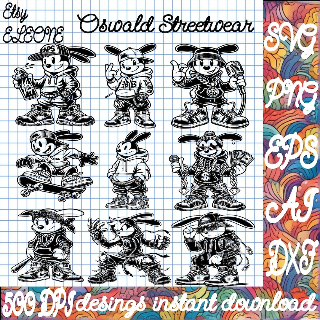 Oswald Streetwear SVG, Oswald Vector File, Cartoon Character Cutting ...