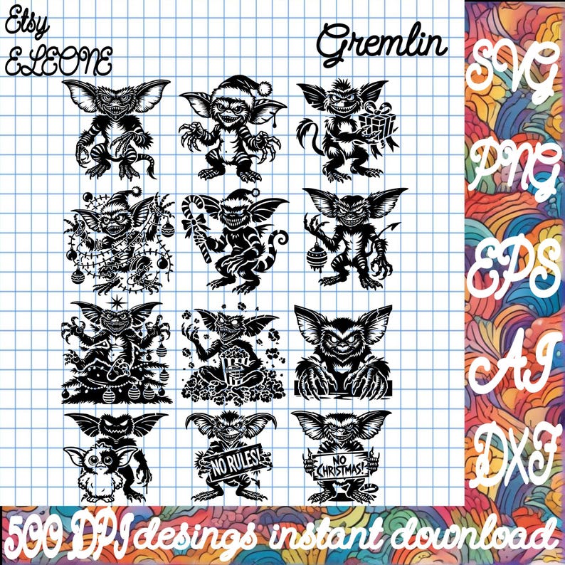 Mischievous Gremlins SVG Cutting File | Png, Dxf, AI, EPS for Cricut ...