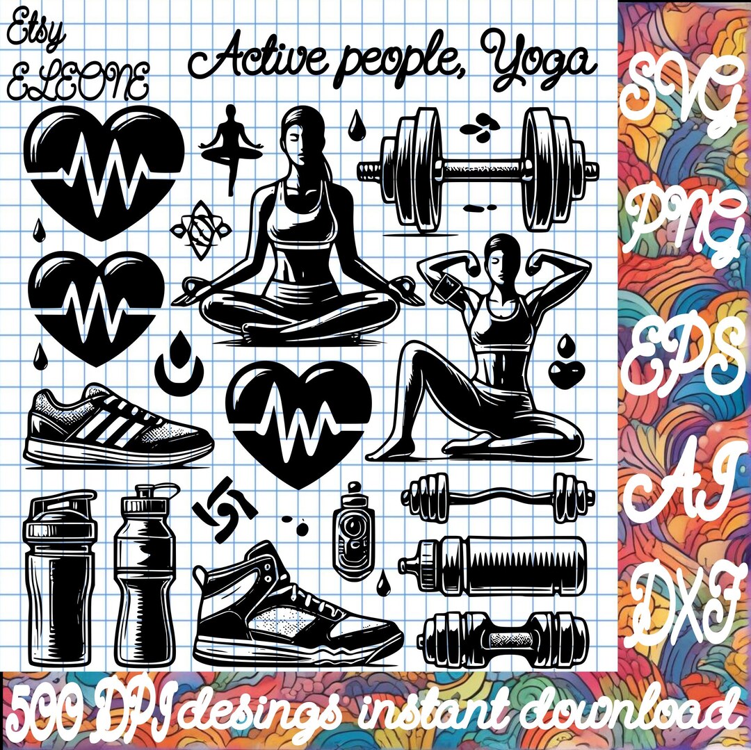 Fitness Svg, Active Lifestyle Yoga, Meditation, Png, Dxf, AI, EPS ...