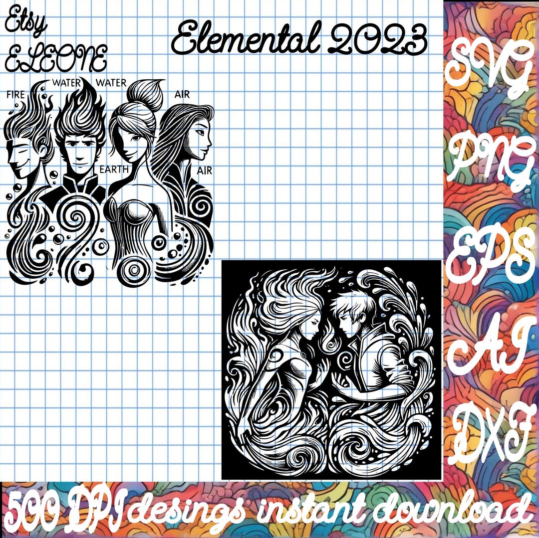 Ember Lumen and Wade Ripple SVG Cutting File Fire and Water Characters ...