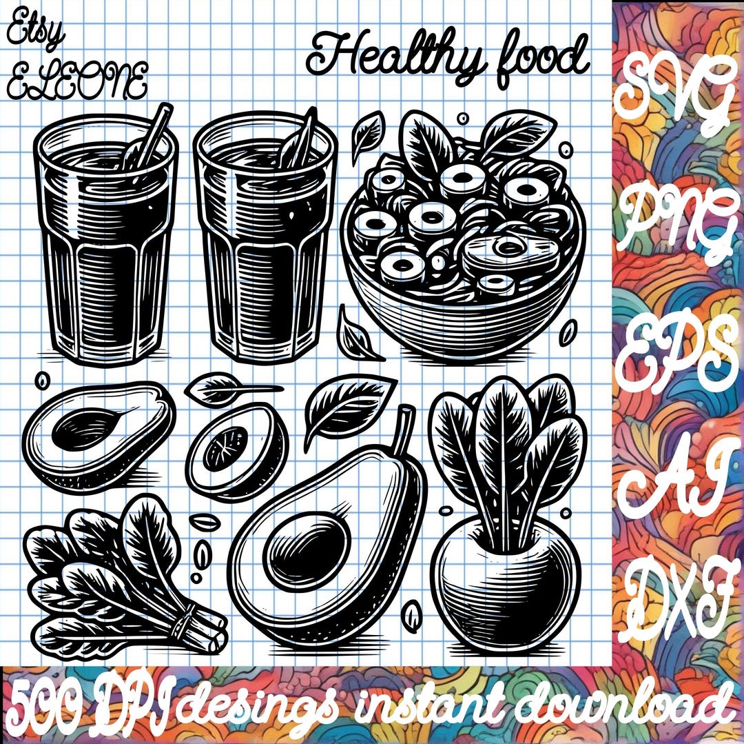 Healthy Food SVG Bundle | Fruits and Vegetables Cutting Files | Laser ...