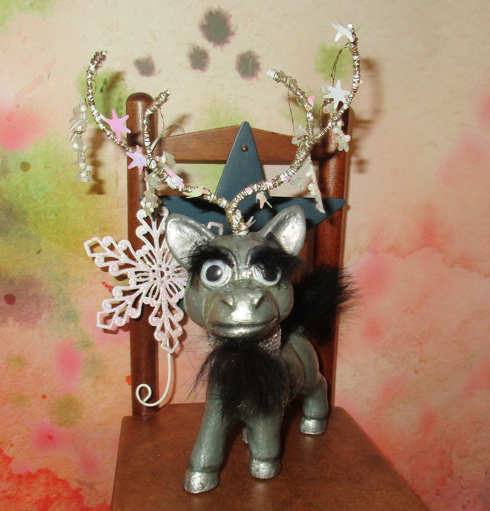 Silver Donkey Troll 4 Inch Ooak Antlers Unique Rare Lovable Uglies ...