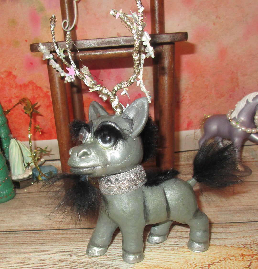 Silver Donkey Troll 4 Inch Ooak Antlers Unique Rare Lovable Uglies ...