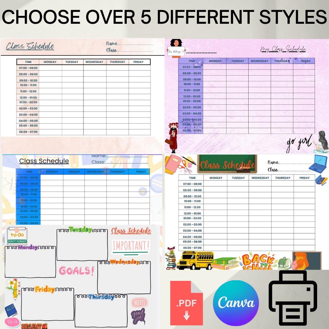 Class Schedule, Class Timetable, Student Schedule, Course Schedule ...
