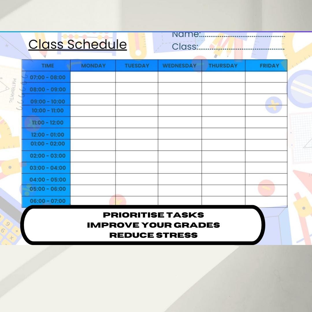 Class Schedule, Class Timetable, Student Schedule, Course Schedule ...
