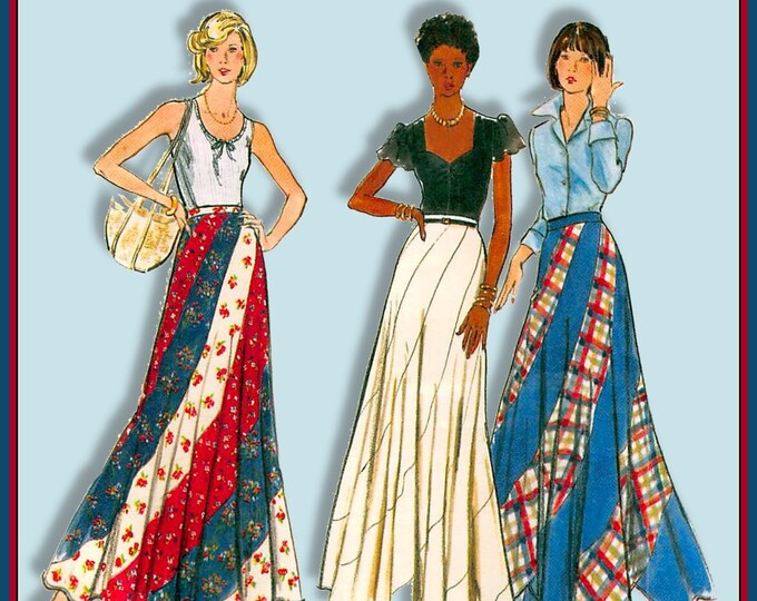 Vintage 1974-BIAS SWIRL Skirt-sewing Pattern-three Styles-fitted-ankle Length-scalloped Hemline ...