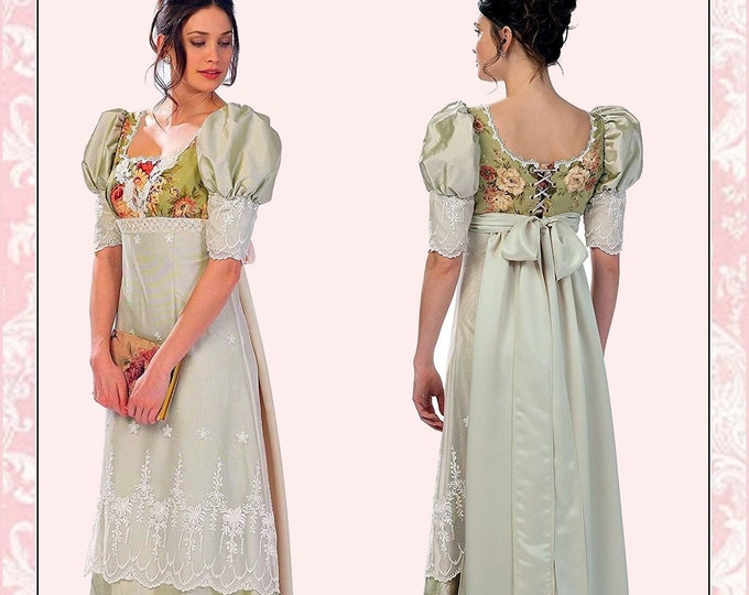 REGENCY EMPIRE Gown-costume Sewing Pattern-plunging Neckline-empire ...