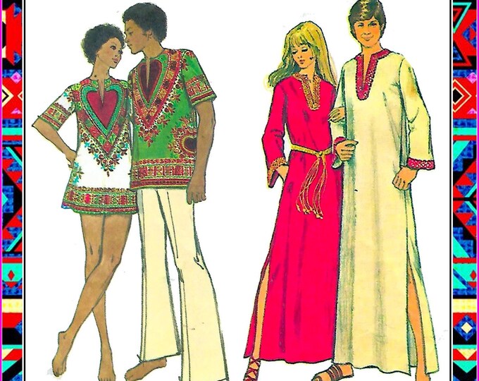 Vintage 1972-DASHIKI Shirt-caftan-mens Sewing Pattern-two Styles ...