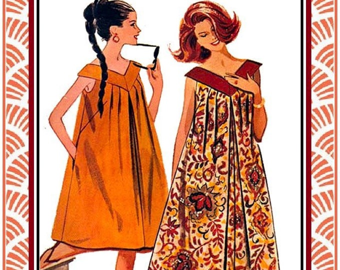Vintage 1963-LADY Muu-muu-sewing Pattern-two Styles-shaped Front-back ...
