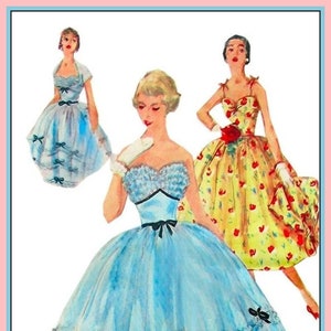 Vintage 1954-PROM QUEEN GOWN- Sewing Pattern-evening Gown-boned-fitted ...