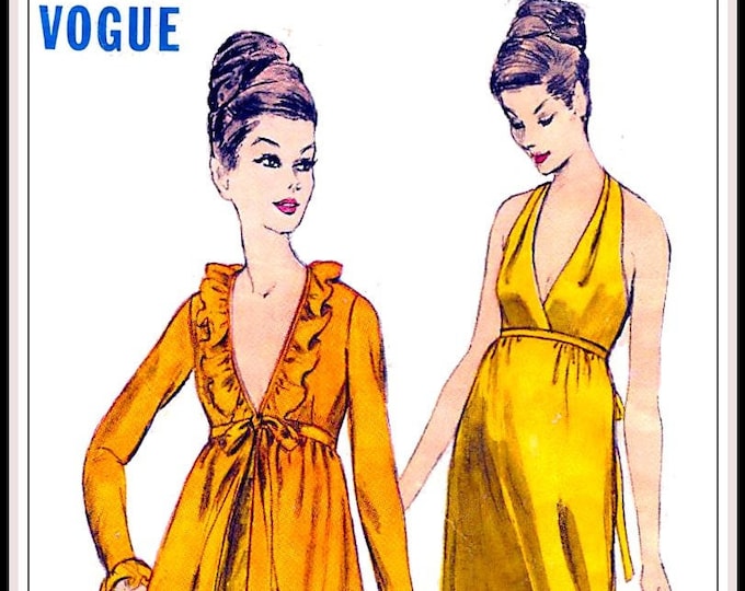 Vintage 1964-ELEGANT NELIGEE- Peignoir-vogue Sewing Pattern- Low Cut ...
