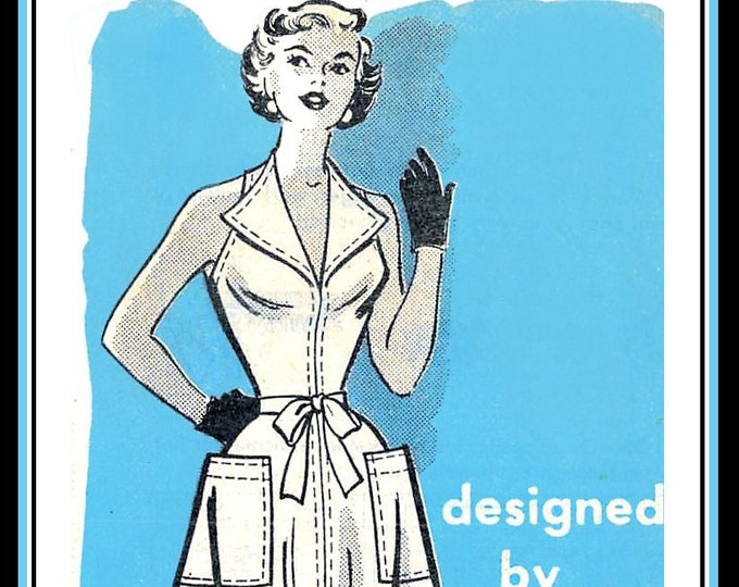 Vintage 1955-SIZZLING Pin-up-wrap Dress-sewing Pattern-halter Neck-wing ...