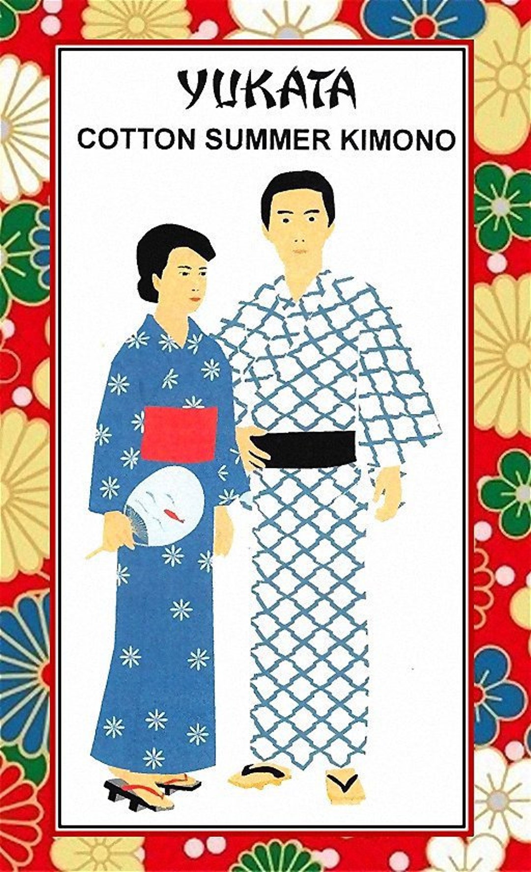 Vintage 1997-JAPANESE YUKATA Kimono-matching Obi-complete Sewing ...