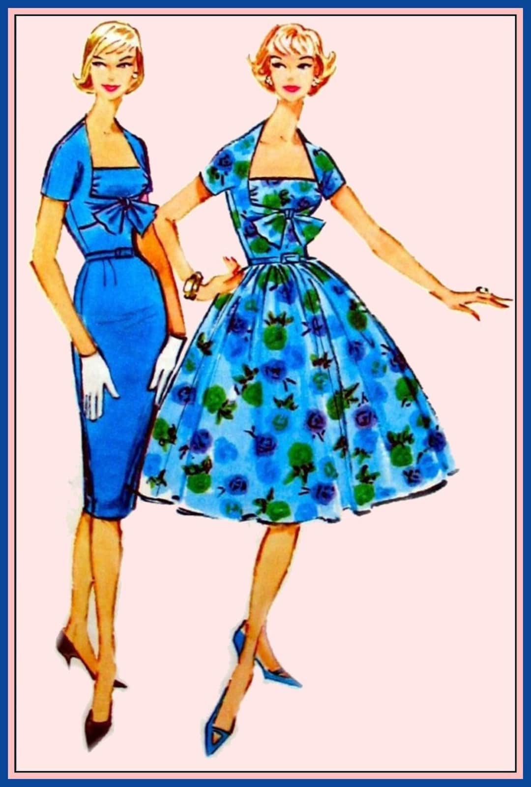 Vintage 1959-ROCKABILLY PARTY Dress-two Styles- Front Bodice Tie-sexy ...