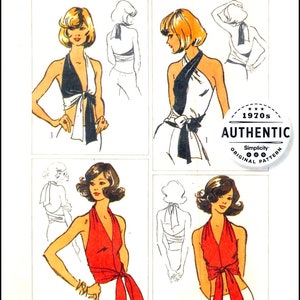 1972 -sexy Wrap & Tie Halter Top Collection -sewing Pattern- Deep V ...