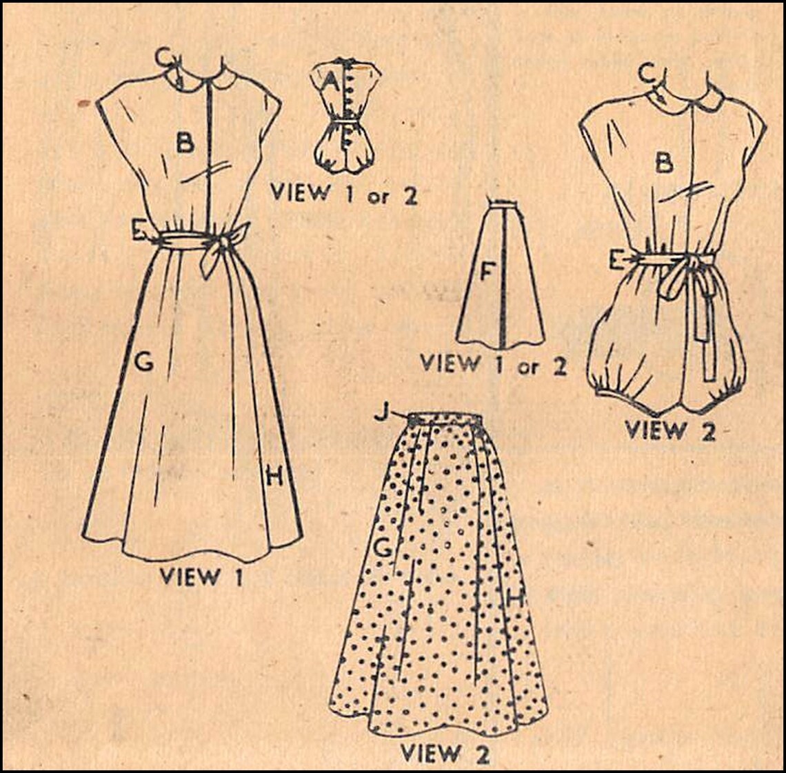 Vintage 1948-ROMPER-WRAP Skirt-sewing Pattern-one-piece - Etsy