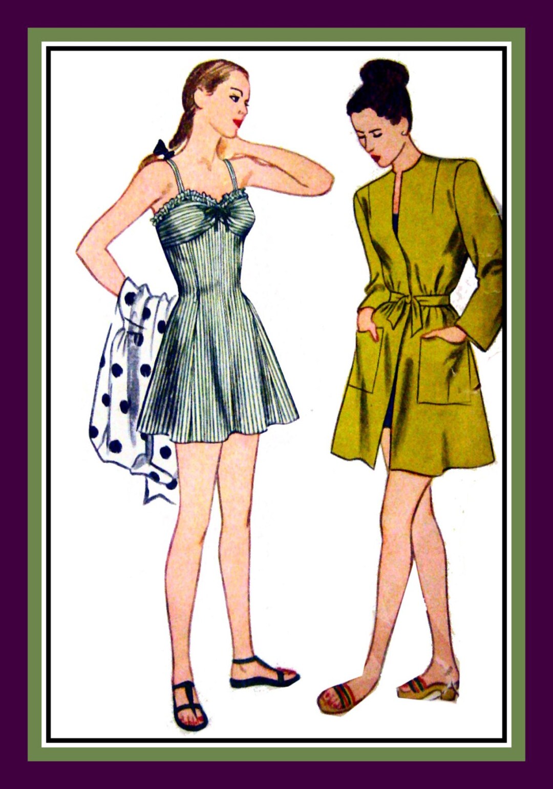 Vintage 1946-BOMBSHELL BATHING Suit-glam Cover Up-sewing Pattern ...