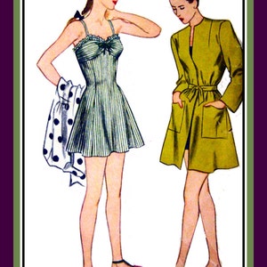 Vintage 1946-BOMBSHELL BATHING Suit-glam Cover Up-sewing Pattern ...