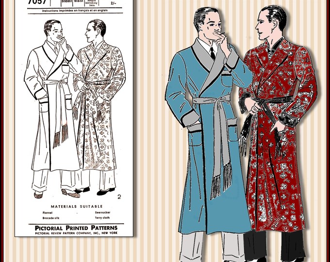 Vintage 1930's-bespoke TAILORED Robe-sewing Pattern-dashing Dressing ...