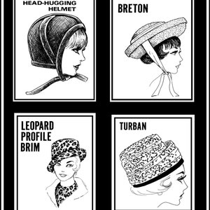 1960s-mod HAT Patterns-twelve Pattern Styles-cloche-turban-helmet ...