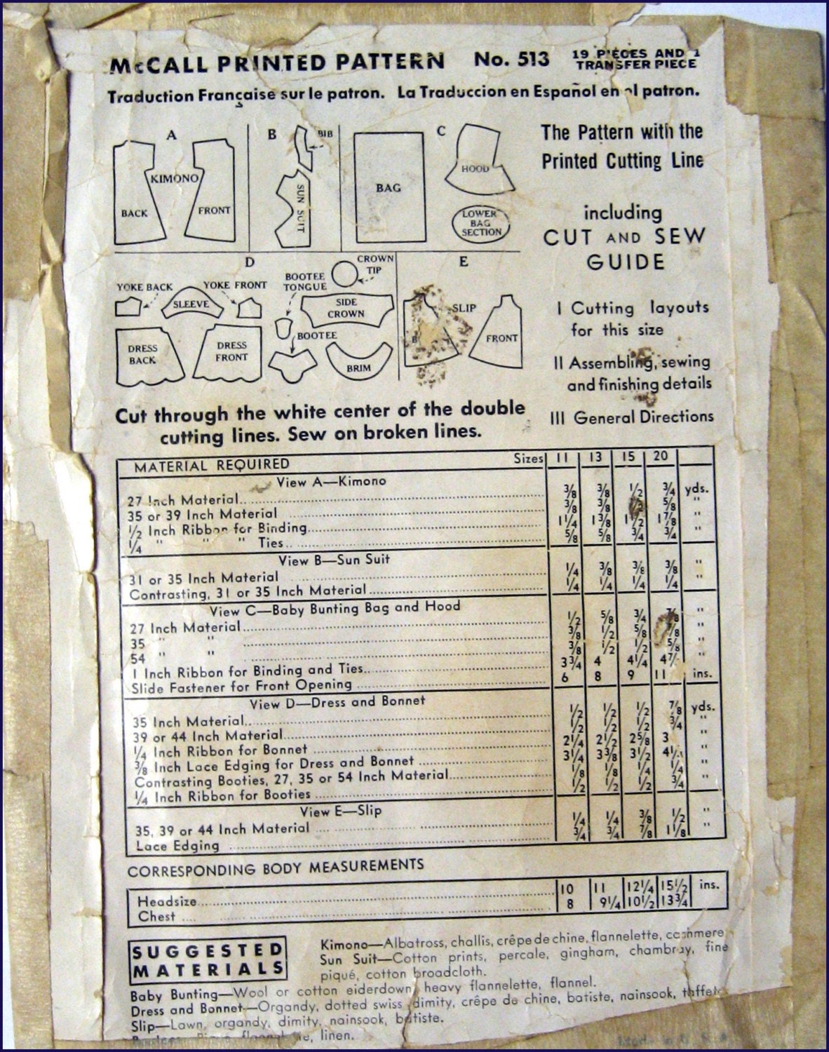 Vintage 1937-DY-DEE DOLL Wardrobe-sewing Pattern-kimono-sun Suit-dress ...