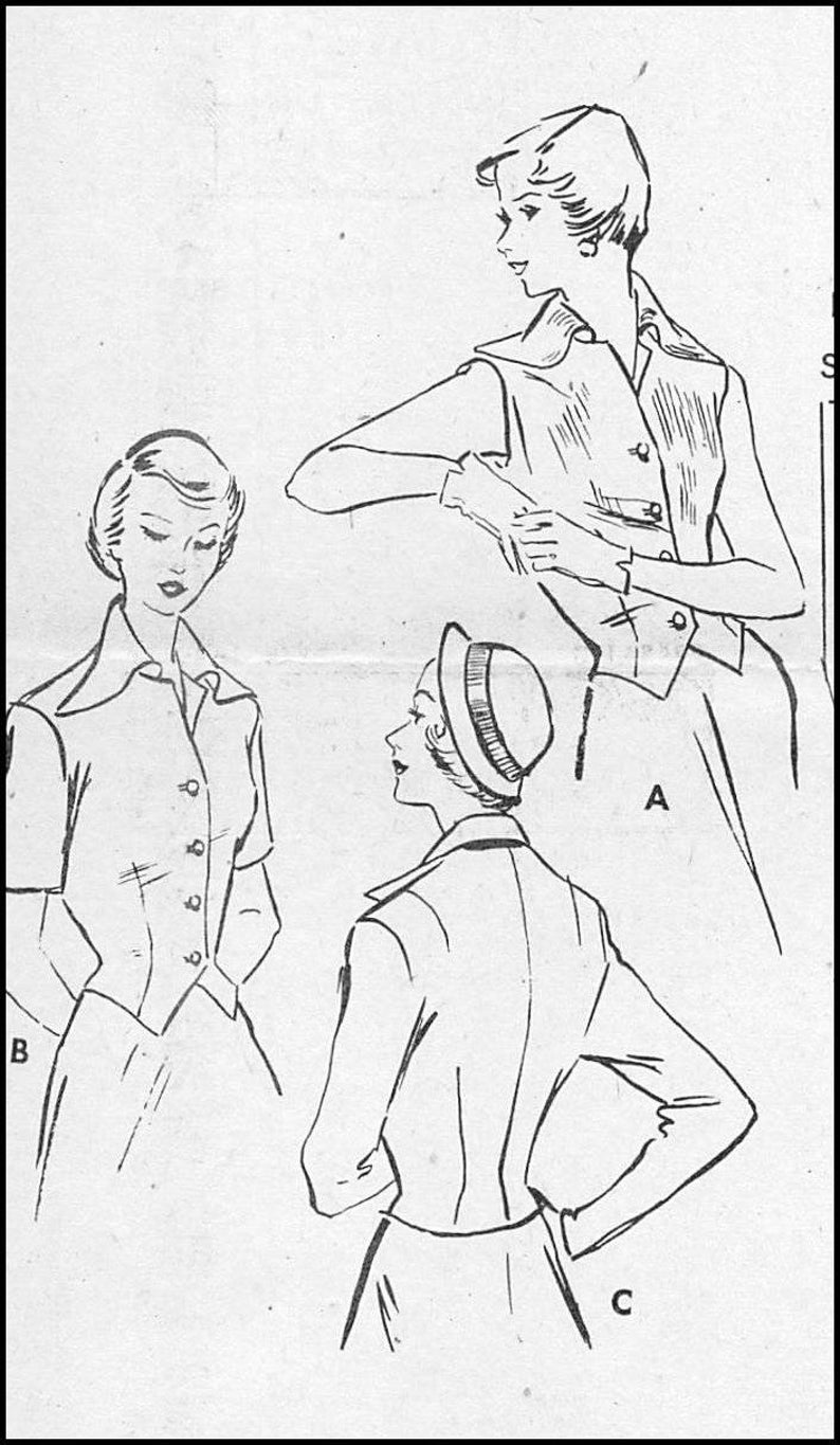 Vintage 1950s-WING COLLAR BLOUSE-Sewing Pattern-Three | Etsy