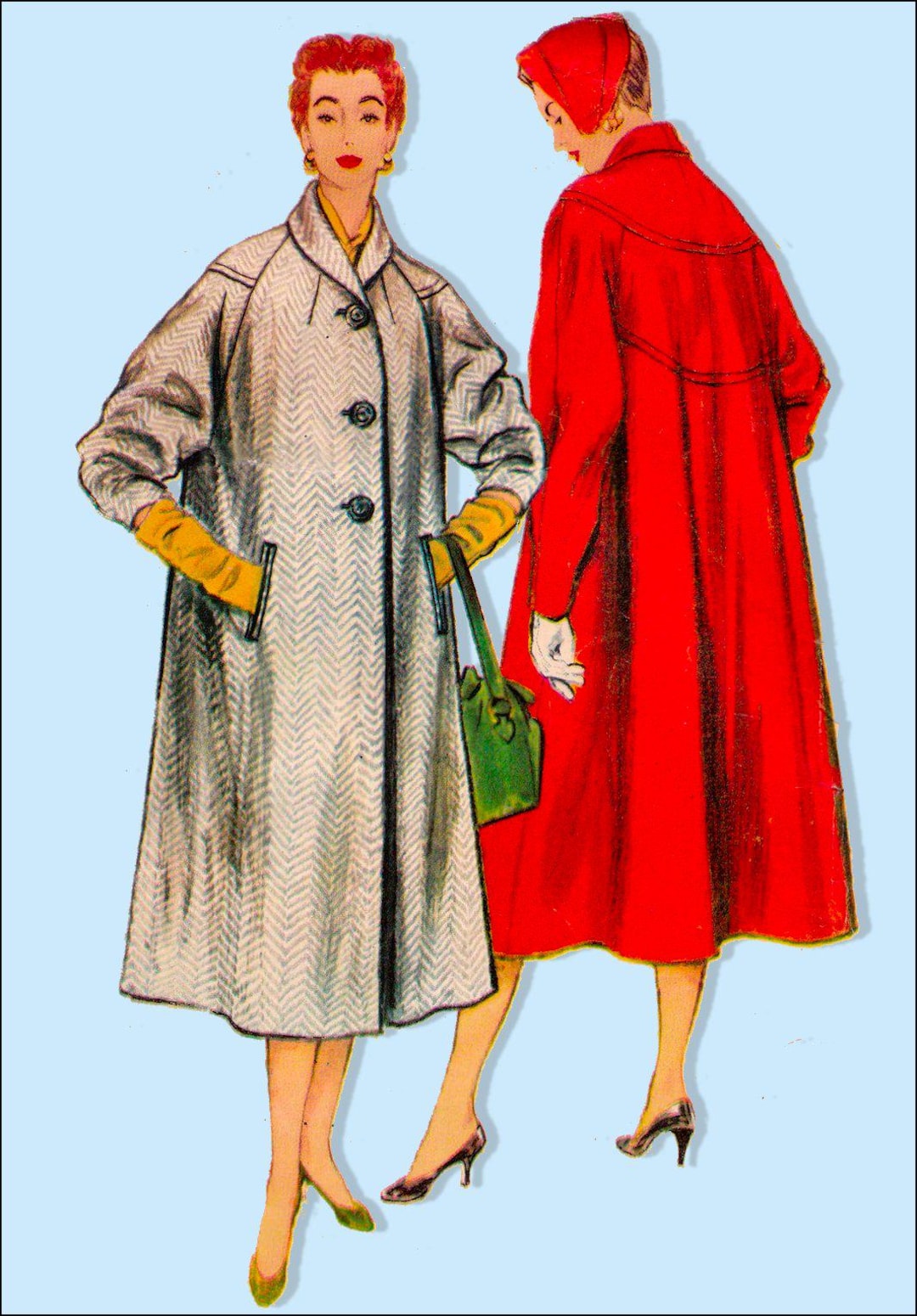 Vintage 1954-LONG SWING Coat-sewing Pattern-two Styles-shawl Collar ...