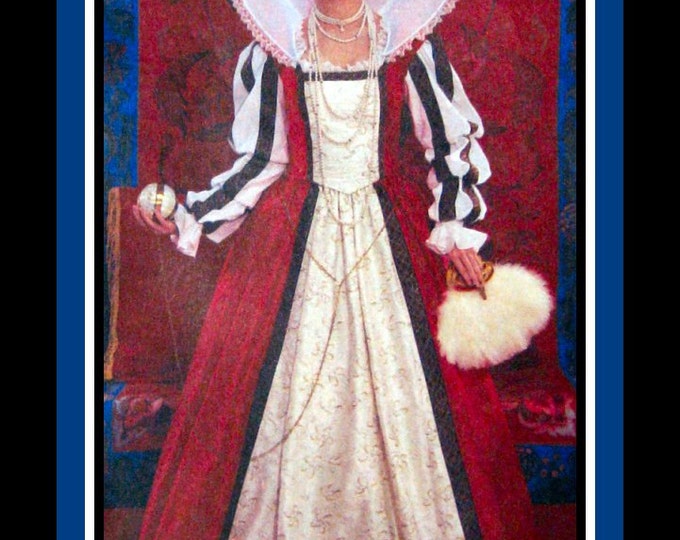 ELIZABETHAN QUEEN royal Court Gown Costume Sewing Pattern Fitted Boned ...