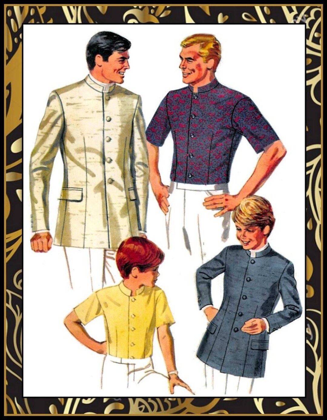 Vintage 1968-NEHRU Jacket-shirt-teen Sewing Pattern-tailored-semi ...