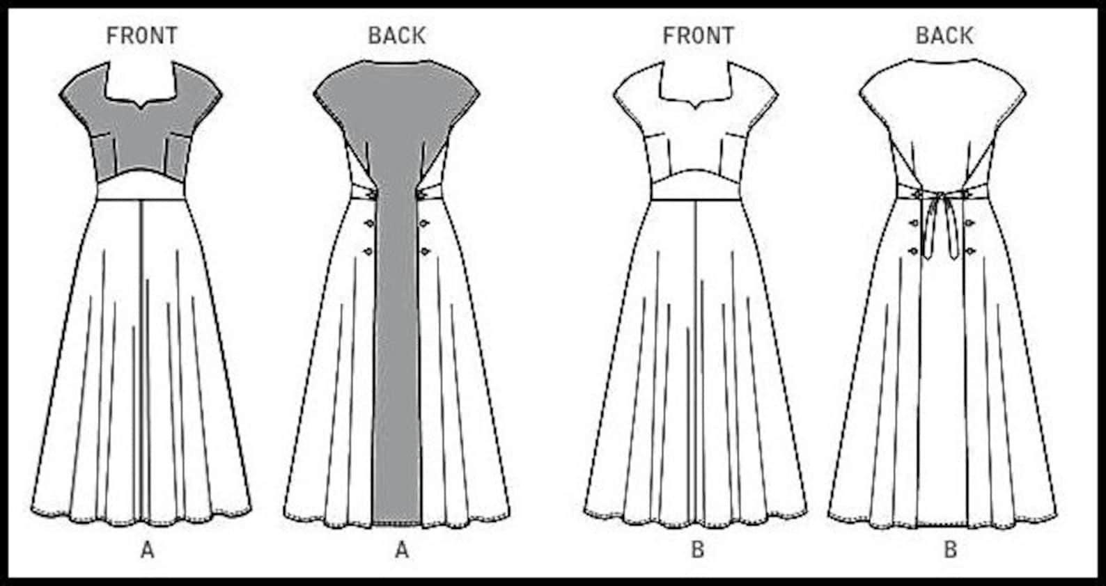 1952-BACK WRAP Dress-sewing Pattern-two Styles-sweetheart Neckline ...