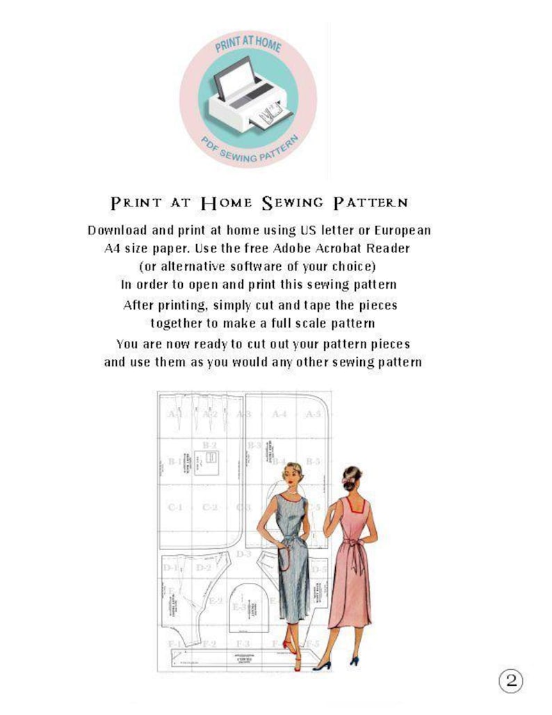 1972-WRAP-AROUND Jumpsuit-print-at-home-sewing Pattern & Large Print A ...