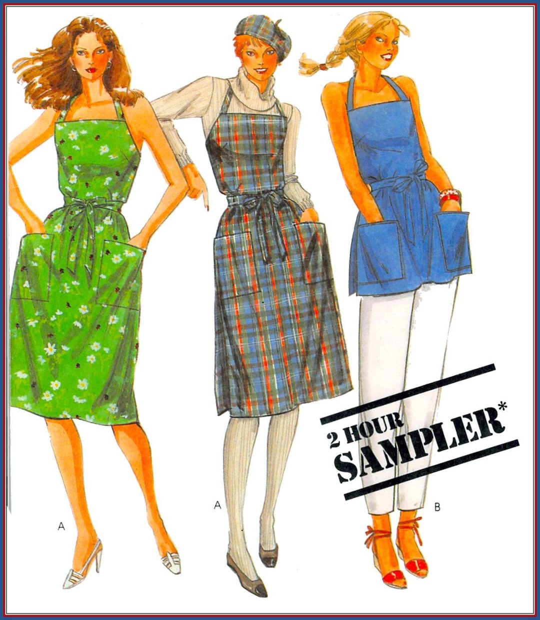 Vintage 1983-WRAP APRON Dress-sewing Pattern-two Styles-over-sized ...